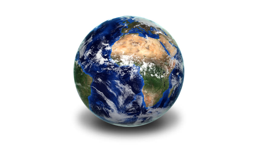 Animation Of Blue Spinning Planet Earth With Clouds Isolated On White ... Animation Of Blue Spinning Planet Earth With Clouds Isolated On White ...