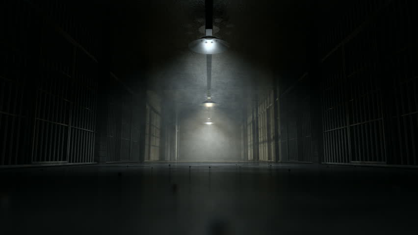 A Concept Animation Of A Pan Down An Eerie Corridor In A Prison At Night Showing Jail Cells ...