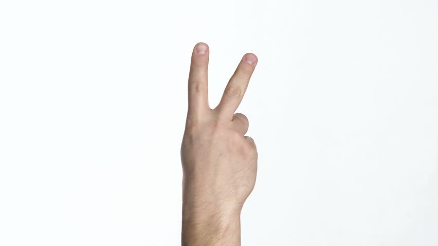 Closeup Hand Showing Palm Back V British Sign Isolated Stock Footage ... Closeup Hand Showing Palm Back V British Sign Isolated Stock Footage ...