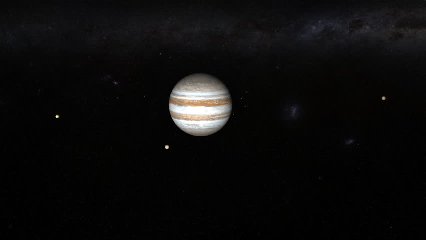 Planet Jupiter With Moons 4K. Camera Flight By The Planet. Texture Maps ...