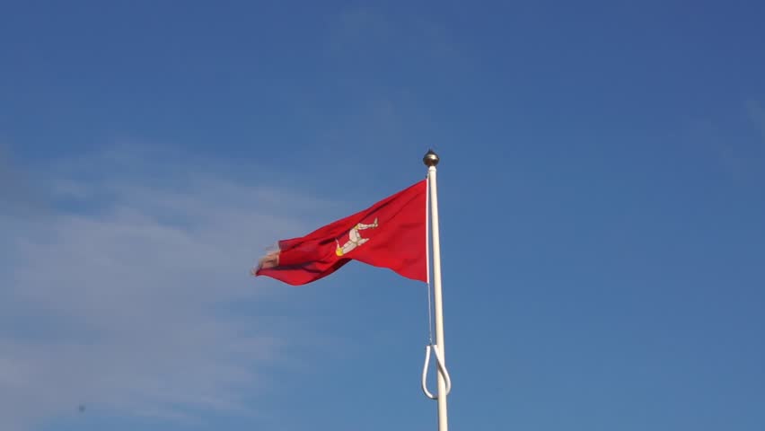 Flag Of The Isle Of Man - A Triskelion, Composed Of Three Armored Legs ...