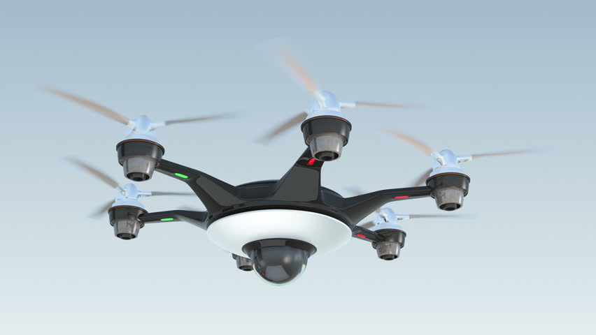 Drone With Surveillance Camera. Security System Concept. Stock Footage ...