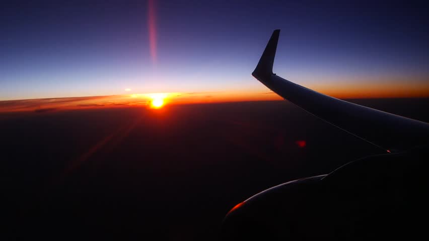 Plane Window View - Airplane Wing On Sunset Backgroun Stock Footage ...