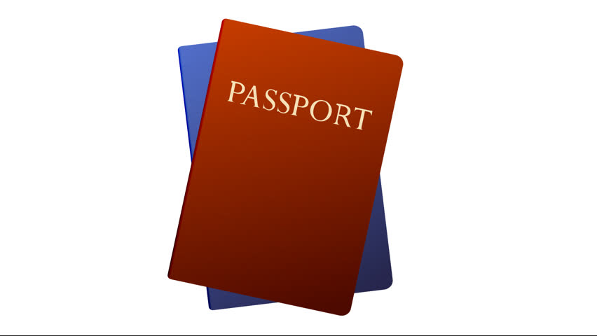Red And Blue Passport Animation On A White Background Stock Footage ...