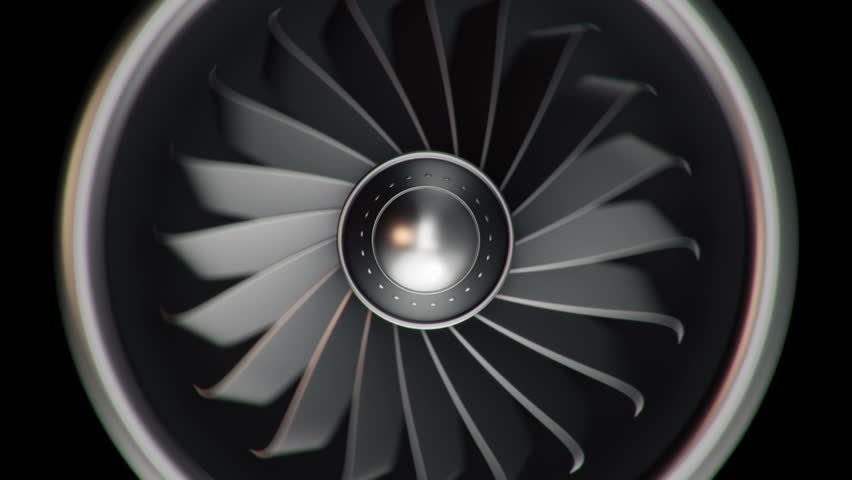 Animation Of Rotating Jet Engine With Turbine. Animation Of Seamless ...