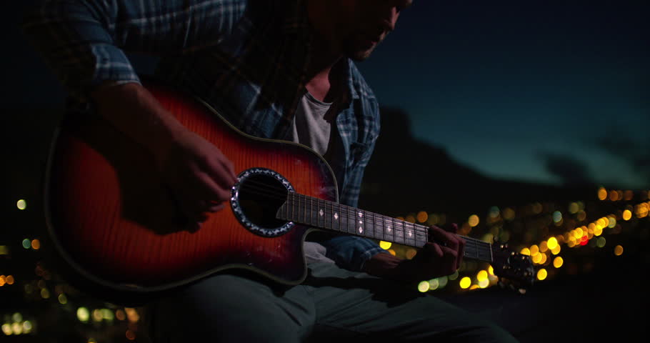 Man Playing Electric Guitar On Stage At A Rock Concert Stock Footage ...