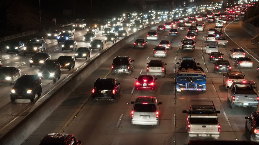Traffic On The Busy Freeway At Night - Time Lapse Stock Footage Video ...