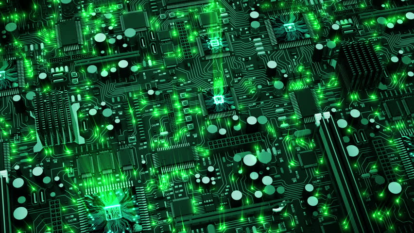 Beautiful 3d Animation Of The Endless Motherboard With Moving Light ...