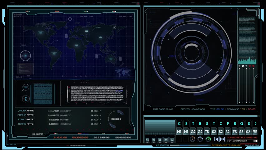 Futuristic Control Panel Of A Command Center On A Green Screen Stock ...