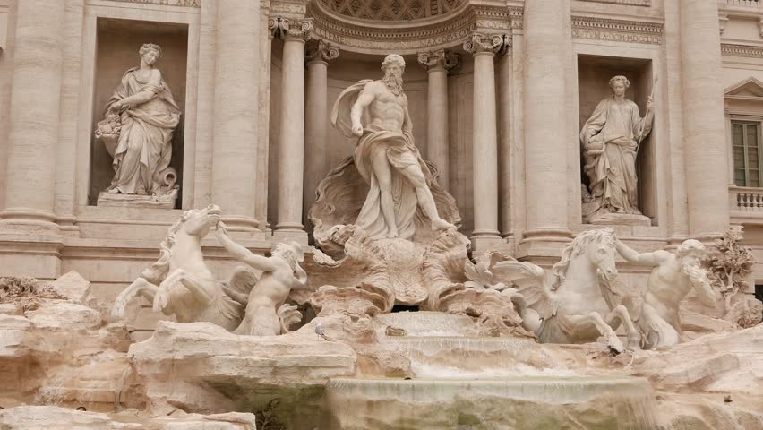 Trevi Fountain, Rome, Italy (Poseidon Statue) Stock Footage Video ...