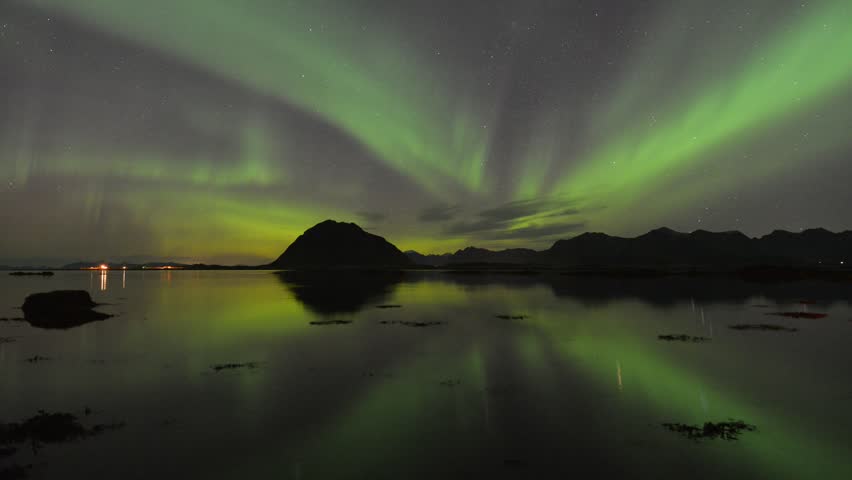 Sea Waves And The Northern Lights Stock Footage Video 3224836 ...