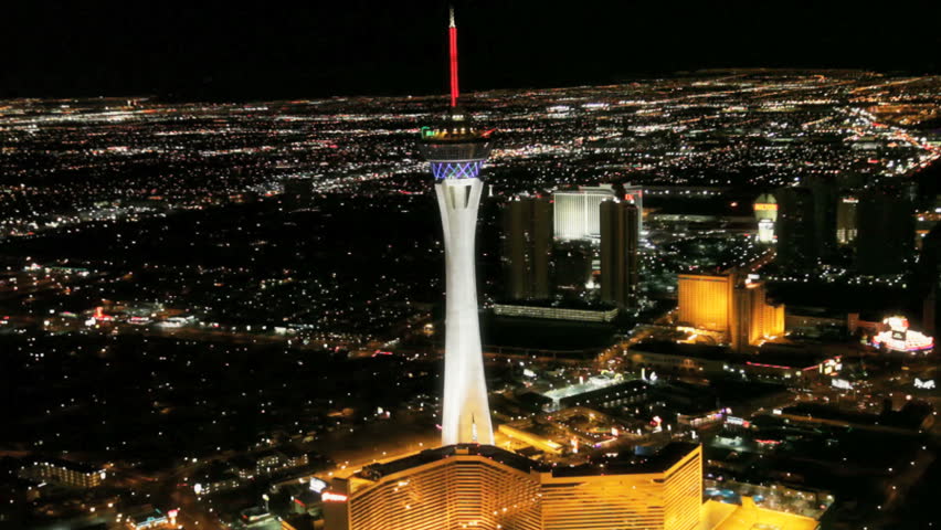 Las Vegas - Circa 2010: The Las Vegas Strip In 2010. Night Aerial View ...