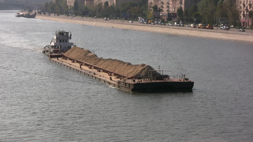 A View Of A Barge Ship Transporting Sand Stock Footage Video 251503 ...