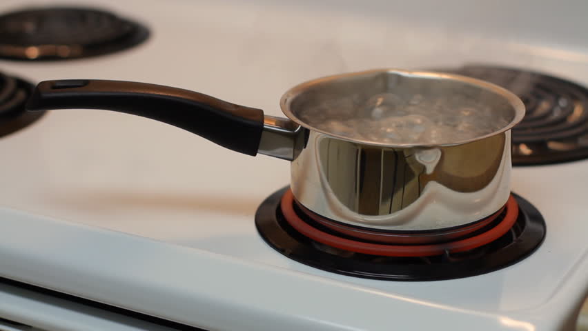 Pot Full Of Boiling Water On The Electric Stove. Stock Footage Video ...