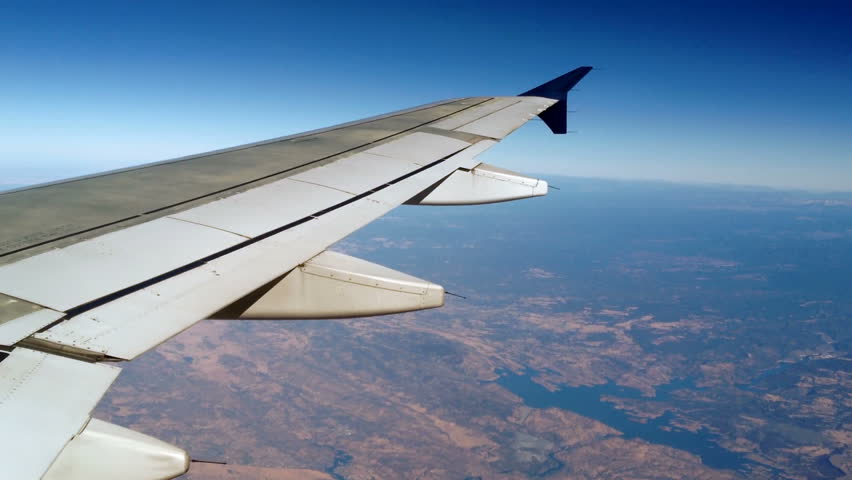 View From Inside A Plane Looking Out To The Wing. Stock Footage Video ...
