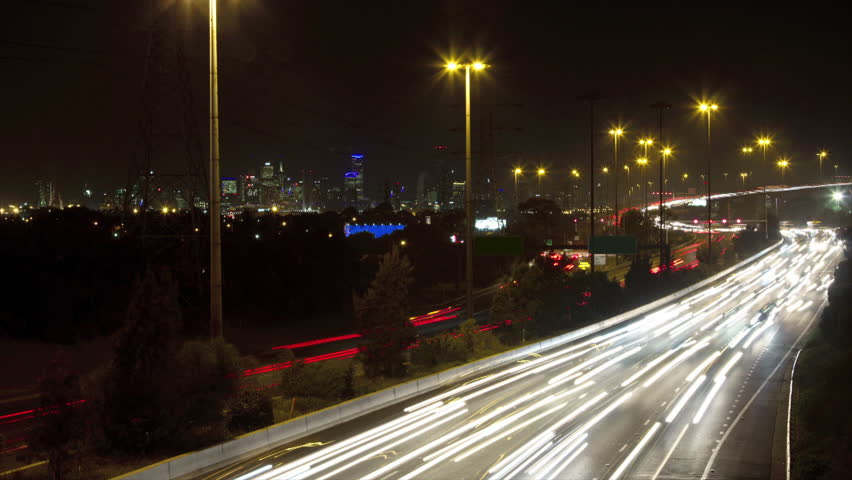 Freeway Traffic At Night