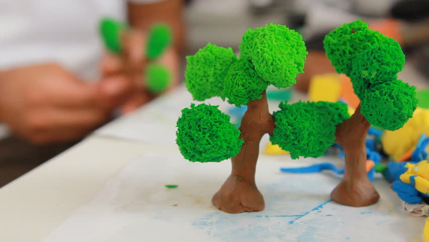 Clay Sculpture Tree. Environmental Protection Concept. Stock Footage ...