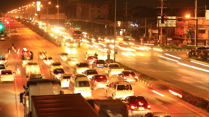 Crossroads Intersection Traffic Jam At Night Stock Footage Video ...