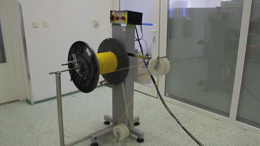 Reel With Fiber Optic Cable On Winding Machine Stock Footage Video ...