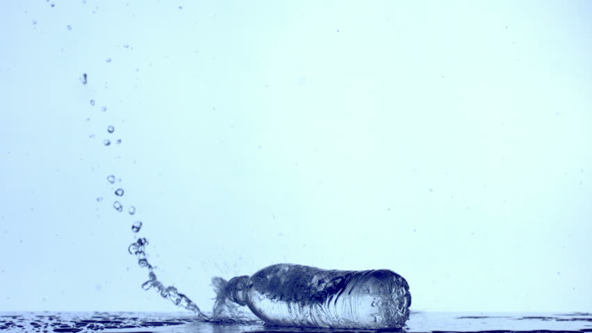 Water Bottle Falling And Splashing, Slow Motion Stock Footage Video ...