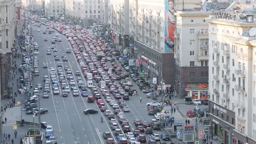 MOSCOW - MAY 15: People Crossing The Street On Crosswalk With Traffic ...