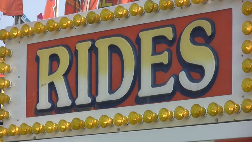 RIDES Sign At An Amusement Park. Two Shots. Stock Footage Video 534121 ...