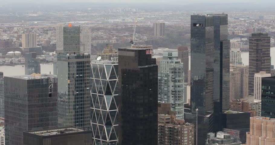 New York City Aerial View NYC Time Warner Center Hearst Tower UBS ...