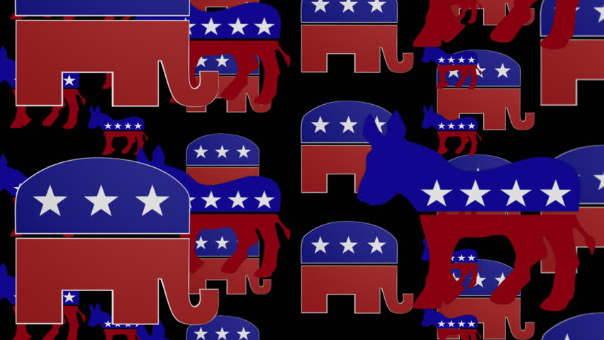 Looping Political Party Symbols Over Abstract American Flag Animated ...