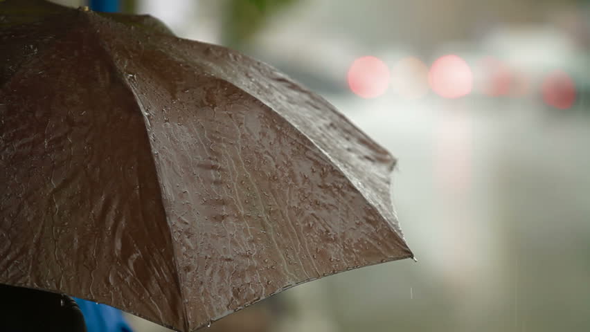 People Under Umbrellas In Heavy Rain On The Sidewalk Stock Footage ...