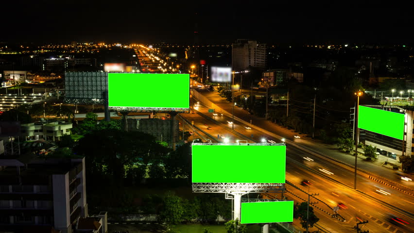 Timelapse Super Highway With Green Screen Billboard Stock Footage Video ...