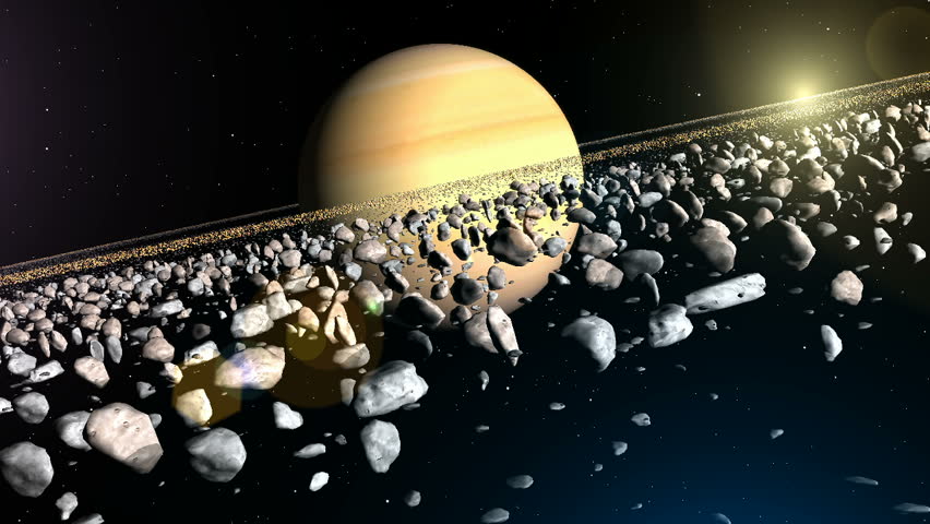 CGI Render Of The Planet Saturn From Inside The Planetary Rings. Stock ...