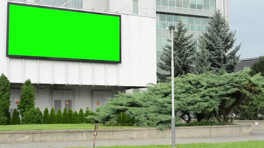 Billboard&television On A Building - Green Screen - Street With People ...