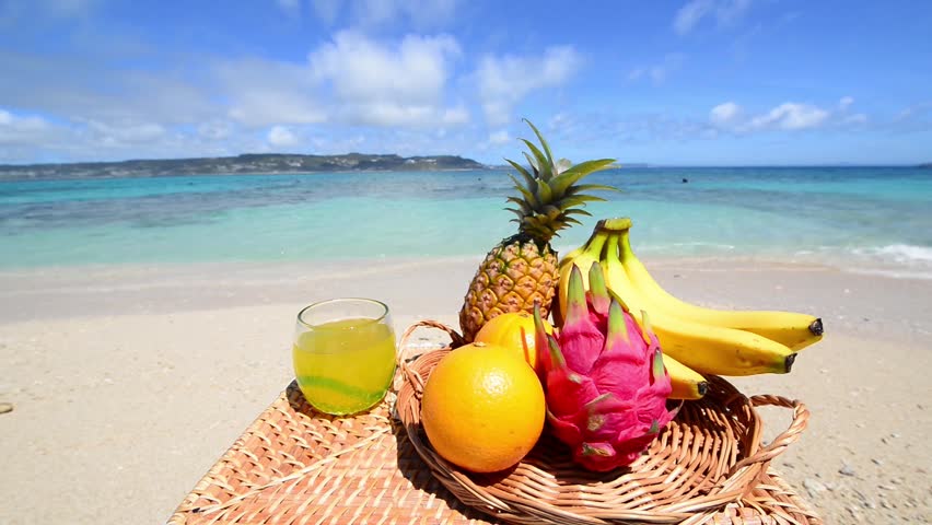 Tropical Fruits On The Sandy Beach Stock Footage Video 7154365 ...