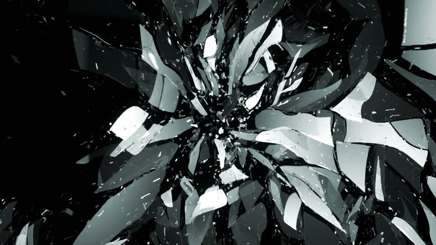 Cracked And Shattered Black Glass With Slow Motion. Alpha Is Included ...