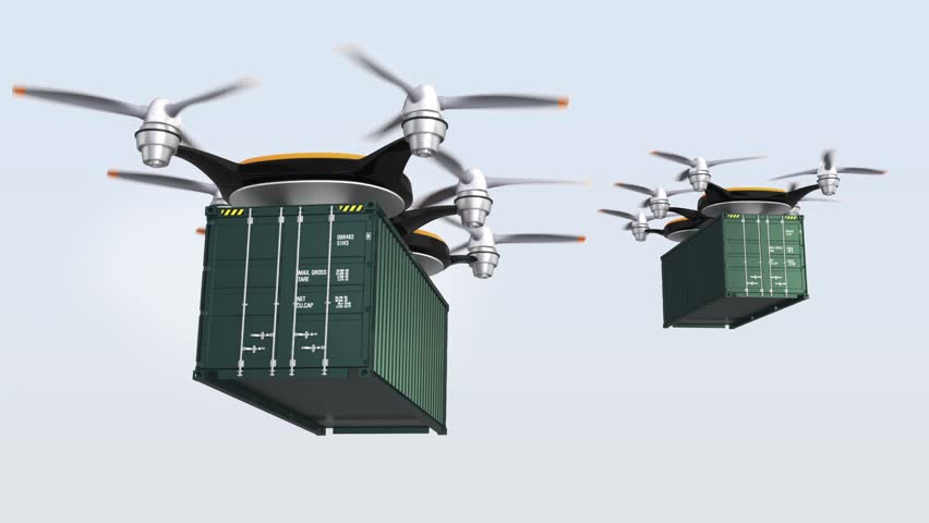 Heavy Drones Delivering Cargo Containers. Stock Footage Video 7958059 ...