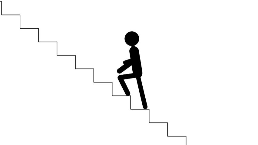 Entrepreneurship And Career Ladder. Running Man Climbs To Success Step ...