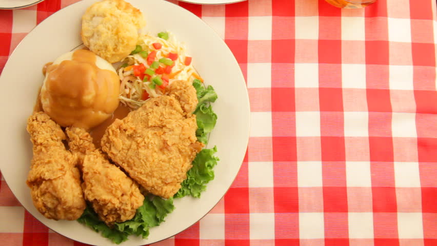 Traditional Fried Chicken Dinner With All The Fixings Stock Footage ...