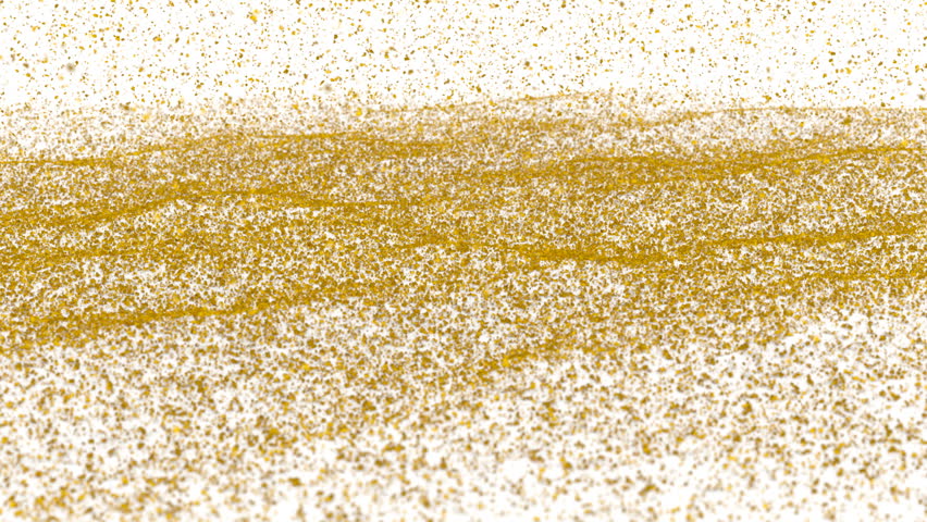 Animated Falling And Stocking Realistic Gold Flakes Against White ...