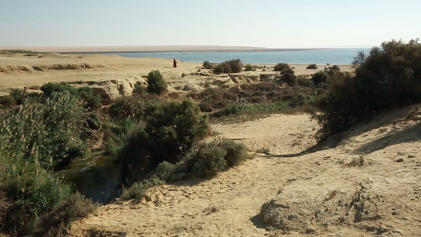 Lake Moeris Or Lake Qarun, Pan Right, Fayoum, Egypt. Lake Moeris Is An ...