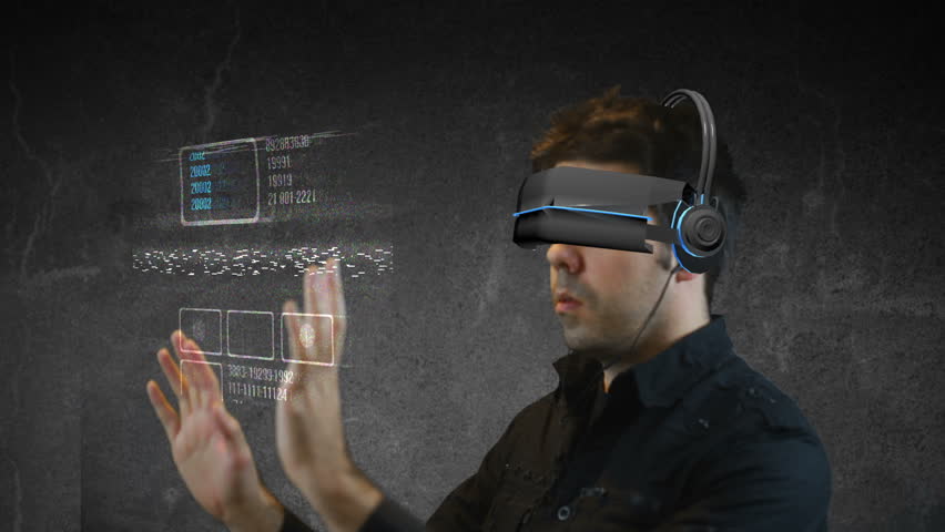 Virtual Reality Headset, Matrix Or VR System Stock Footage Video ...