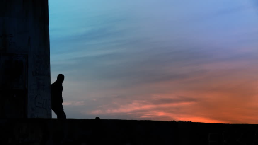 Alone Man Standing Towards Sunset/sunrise. Full HD, 1080p, 1920x1080 ...