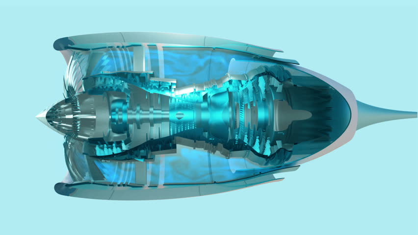 Commercial Jet Engine Animation Cross Section View With Working Engine ...
