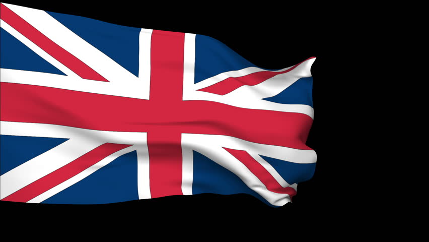 British Flag Slowly Waving In The Wind. Silk Material. Blue Sky ...