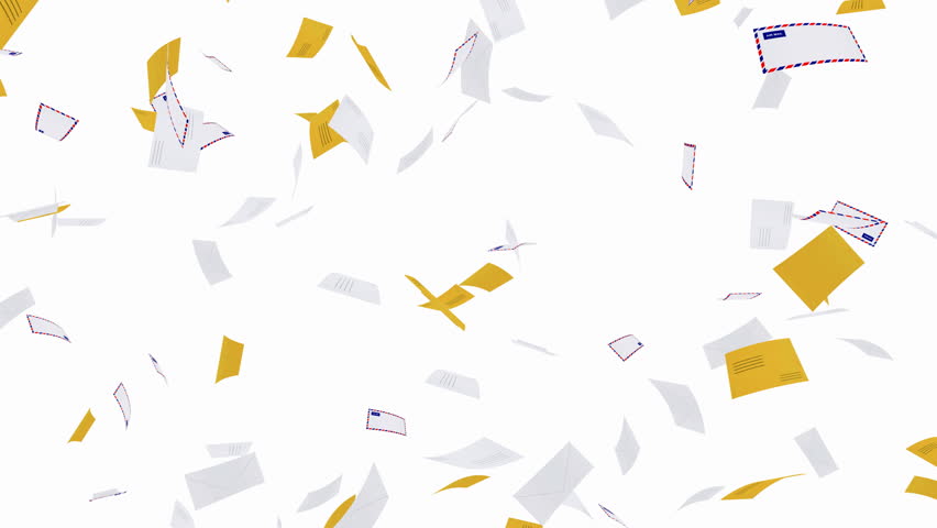 Flying Envelopes - Seamless Loop, Alpha Stock Footage Video 9537863 ...